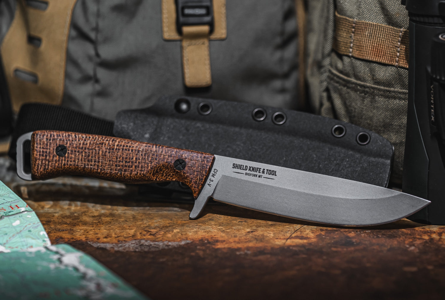 The Bob - Bead Blast Satin - Brown Burlap Micarta
